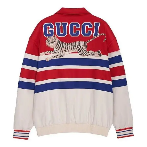 Gucci Tiger Graphic Collared Sweatshirt - Red/blue/ivory