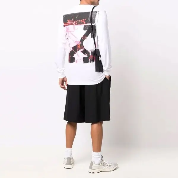 Off-White Arrow Pattern Printing Long Sleeves Ordinary White T-shirt