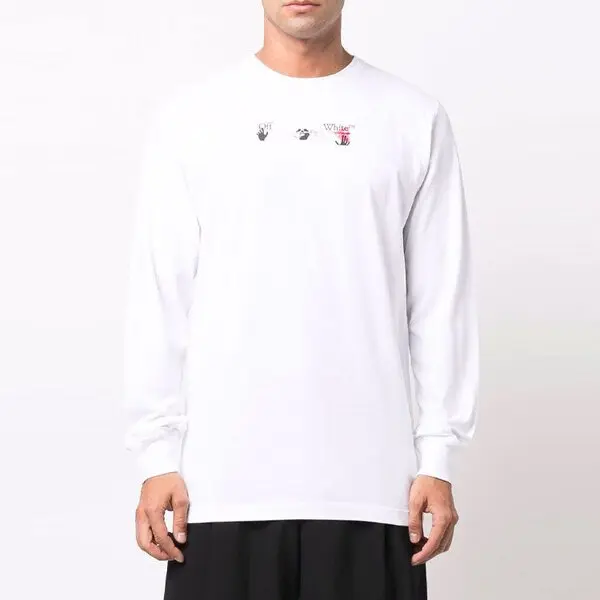 Off-White Arrow Pattern Printing Long Sleeves Ordinary White T-shirt