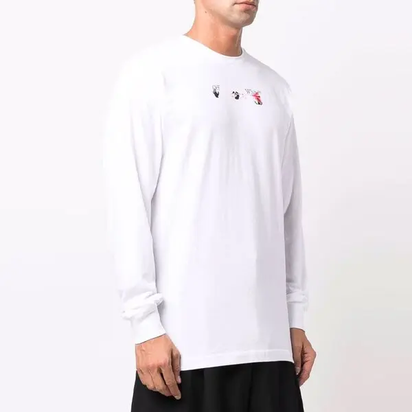 Off-White Arrow Pattern Printing Long Sleeves Ordinary White T-shirt