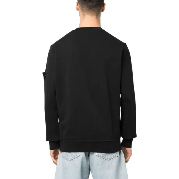 Stone Island Crewneck Sweatshirt With Logo Patch - Black