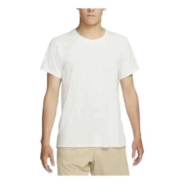 Nike Yoga Dri-fit Moisture Conduction Quick Dry Solid Color Round Neck Short Sleeve Light Grey T-shirt - Multi-color