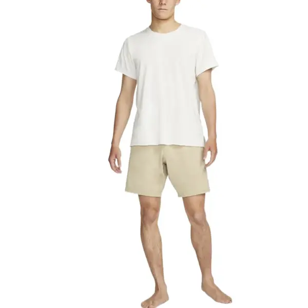 Nike Yoga Dri-fit Moisture Conduction Quick Dry Solid Color Round Neck Short Sleeve Light Grey T-shirt - Multi-color