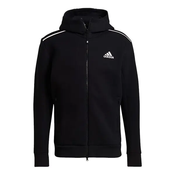Adidas Zne Hood Logo Printing Sports Hooded Jacket - Black