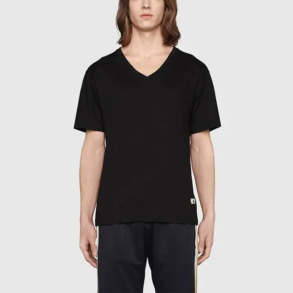 Gucci Ss21 Linen V-neck Tee