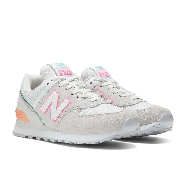 NEW BALANCE 574 Nimbus Cloud Peach Glaze Sneakers - Gray/pink/orange