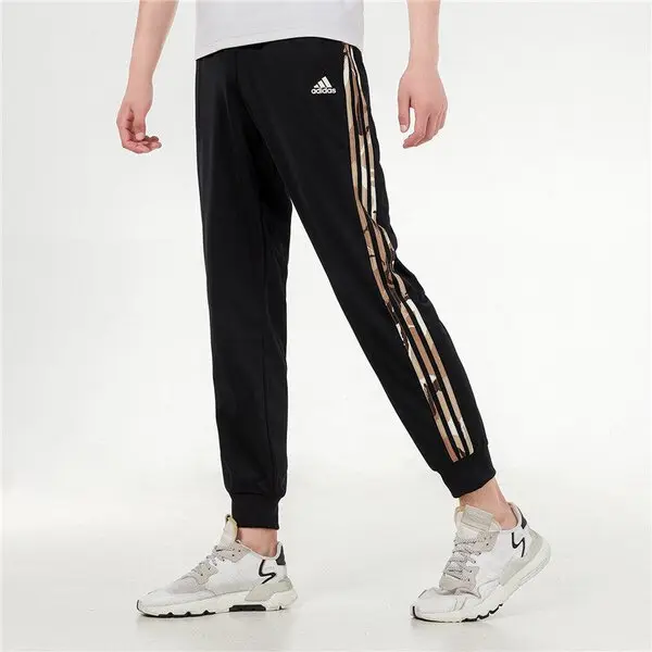 Adidas Contrasting Colors Stripe Knit Bundle Feet Sports Pants/trousers/joggers - Black