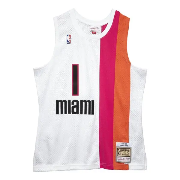 Mitchell & Ness X Nba Miami Heat 2011-12 Chris Bosh Swingman Jersey - White/pink/orange