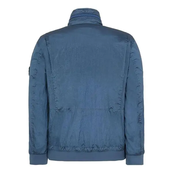 Stone Island Nylon Zip-up Jacket With Logo - Blue