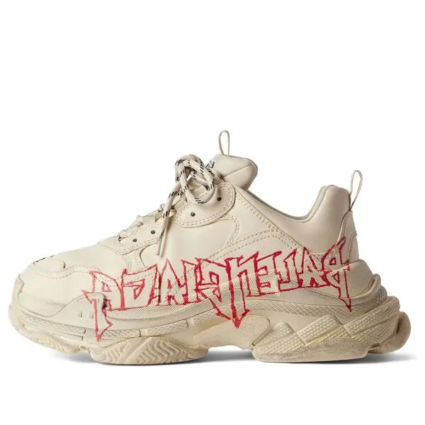 Balenciaga Triple S Diy Metal Sneakers - Beige/red/black