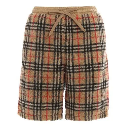Burberry Plaid Print Fleece Shorts - Brown