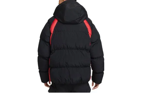 JORDAN Hooded Padded Jacket With Geometric Pattern And Color Block