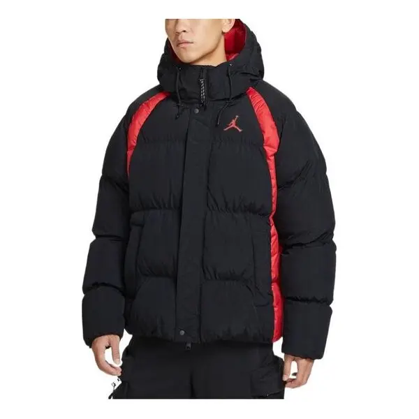 JORDAN Hooded Padded Jacket With Geometric Pattern And Color Block