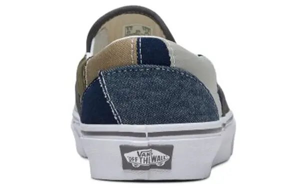 VANS Classic Slip-on Patchwork Camo Low Top Sneakers - Brown/blue/white
