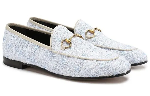 Gucci Jordaan Tweed Loafers - Blue