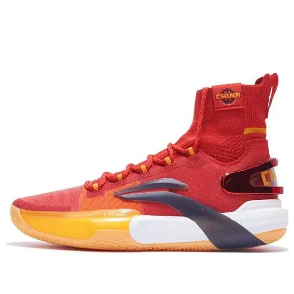 LI-NING Speed High Top Basketball Sneakers - Red/white/black