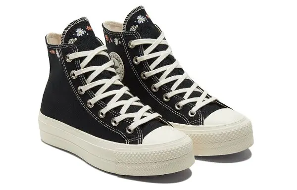 CONVERSE Chuck Taylor All Star Lift Platform High "embroidered Floral - Black
