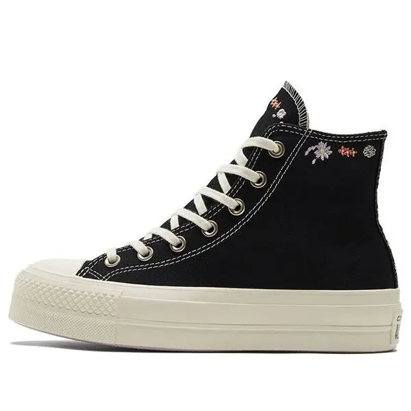 CONVERSE Chuck Taylor All Star Lift Platform High "embroidered Floral - Black