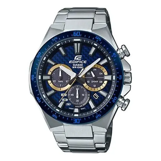 Casio Edifice Chronograph Watch With Sapphire Crystal And Solar Power - Bluesilver