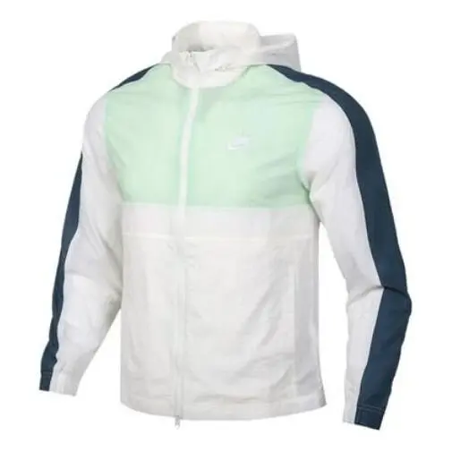 Nike Woven Logo Stowaway Hood Jacket - White/green