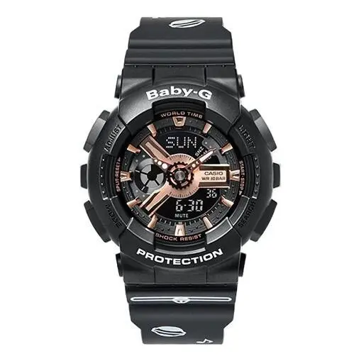 Casio Baby-g Analog-digital Watch With Rose Gold Accents - Black