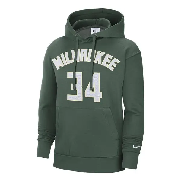 Nike X Nba Milwaukee Bucks Giannis Antetokounmpo 34 Essential Pullover Fleece Hoodie - Green