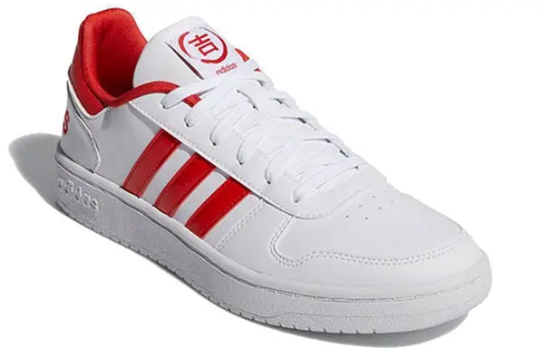 Adidas Hoops 2.0 Low Top Sneakers - White/red