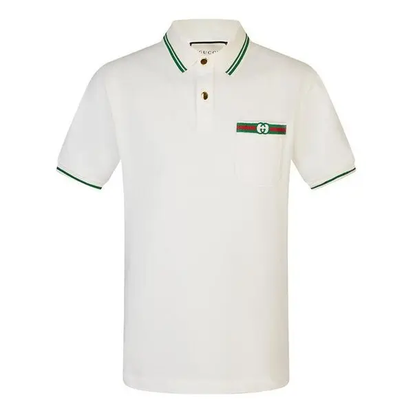 Gucci Embellished Webbing And Interlocking Gg Cotton Short-sleeved Polo Shirt For White