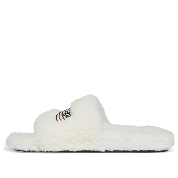 Balenciaga Furry Slides - White