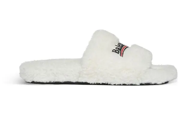 Balenciaga Furry Slides - White