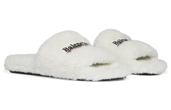 Balenciaga Furry Slides - White