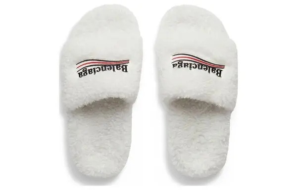 Balenciaga Furry Slides - White