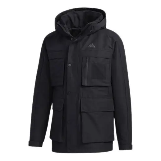 Adidas 3-in-1 Detachable Hood Down Jacket With Multiple Pockets - Black