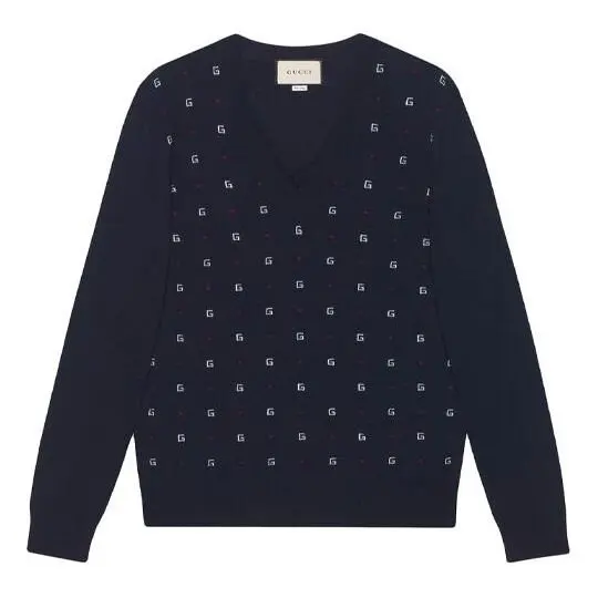 Gucci Jacquard-motif V-neck Jumper