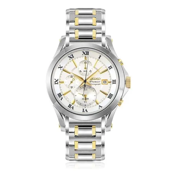 SEIKO Premier Chronograph Watch With Two-tone Stainless Steel Bracelet - Gold