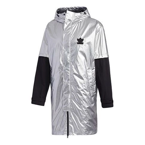 Adidas Originals Liquid Metal Wb Sports Hooded Windbreaker Jacket Silver - Silvergold