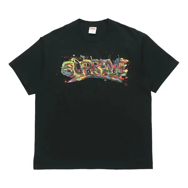 Supreme Ss20 Week 1 Paint Logo Tee Logo Tee - Black