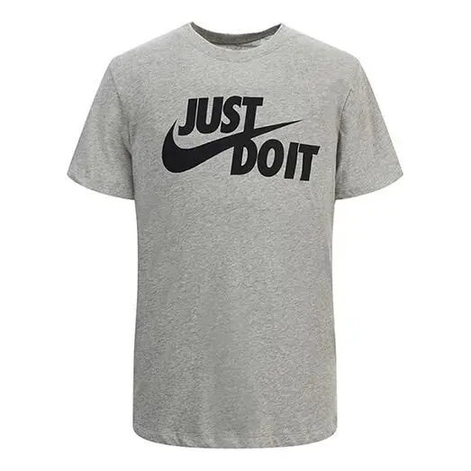 Nike Tee Just Do It Swoosh Casual Sports Round Neck Short Sleeve Gray - Grey