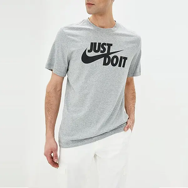Nike Tee Just Do It Swoosh Casual Sports Round Neck Short Sleeve Gray - Grey