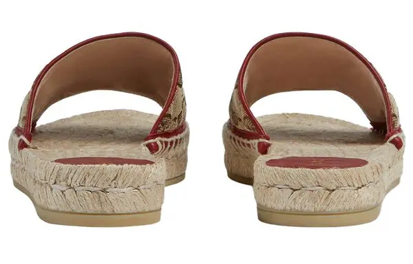 Gucci Double G Canvas Straw Woven Slide Espadrilles - Default Color