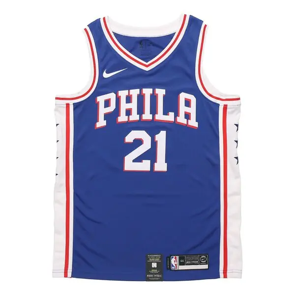 Nike Philadelphia 76ers Joel Embiid No. 21 Jersey - Blue