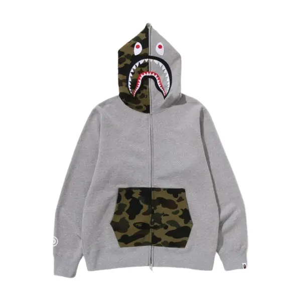 A BATHING APE Shark Full Zip Hoodie - Gray