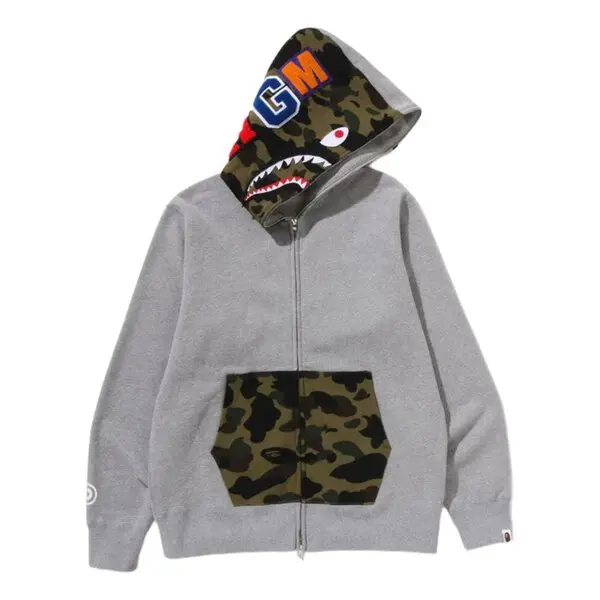 A BATHING APE Shark Full Zip Hoodie - Gray