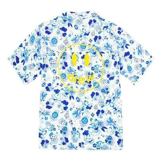 Drew House Rayon Camp Shirt 'blue - Blue/white