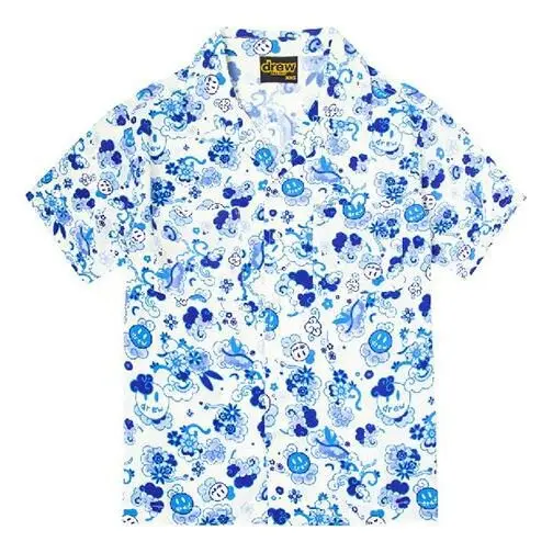 Drew House Rayon Camp Shirt 'blue - Blue/white