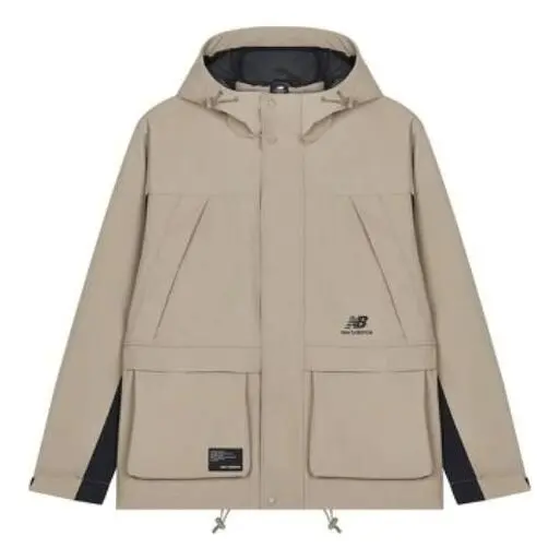 NEW BALANCE Hooded Windproof Jacket - Beige/black