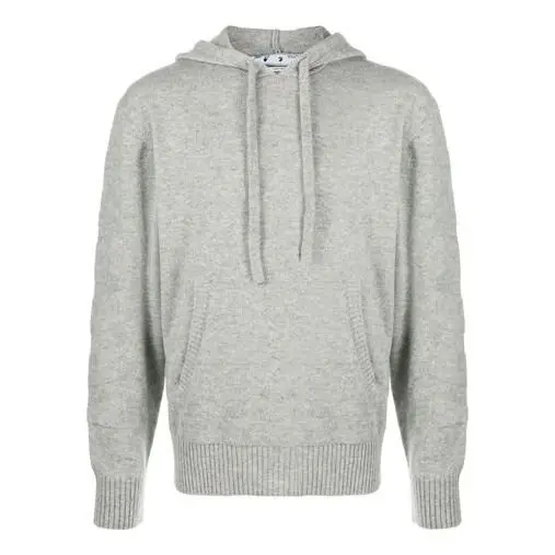 Off-White Hooded Sweater With Sleeve Detail - Grey