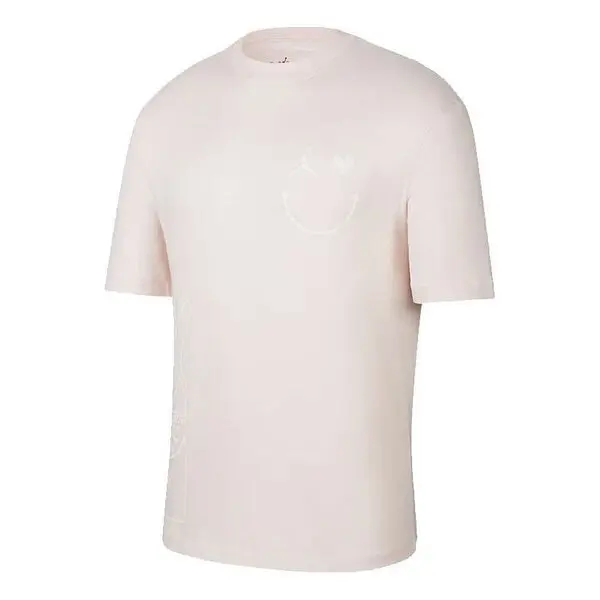 JORDAN Alphabet Printing Round Neck Pullover Short Sleeve Pink - Default Color
