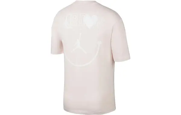 JORDAN Alphabet Printing Round Neck Pullover Short Sleeve Pink