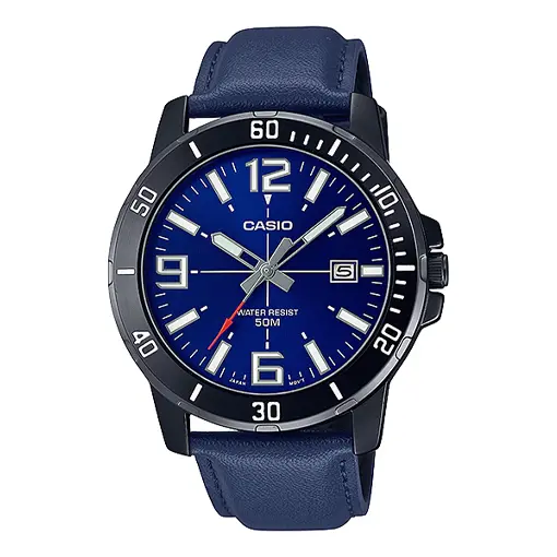 Casio Classic Analog Watch With Leather Strap - Blue